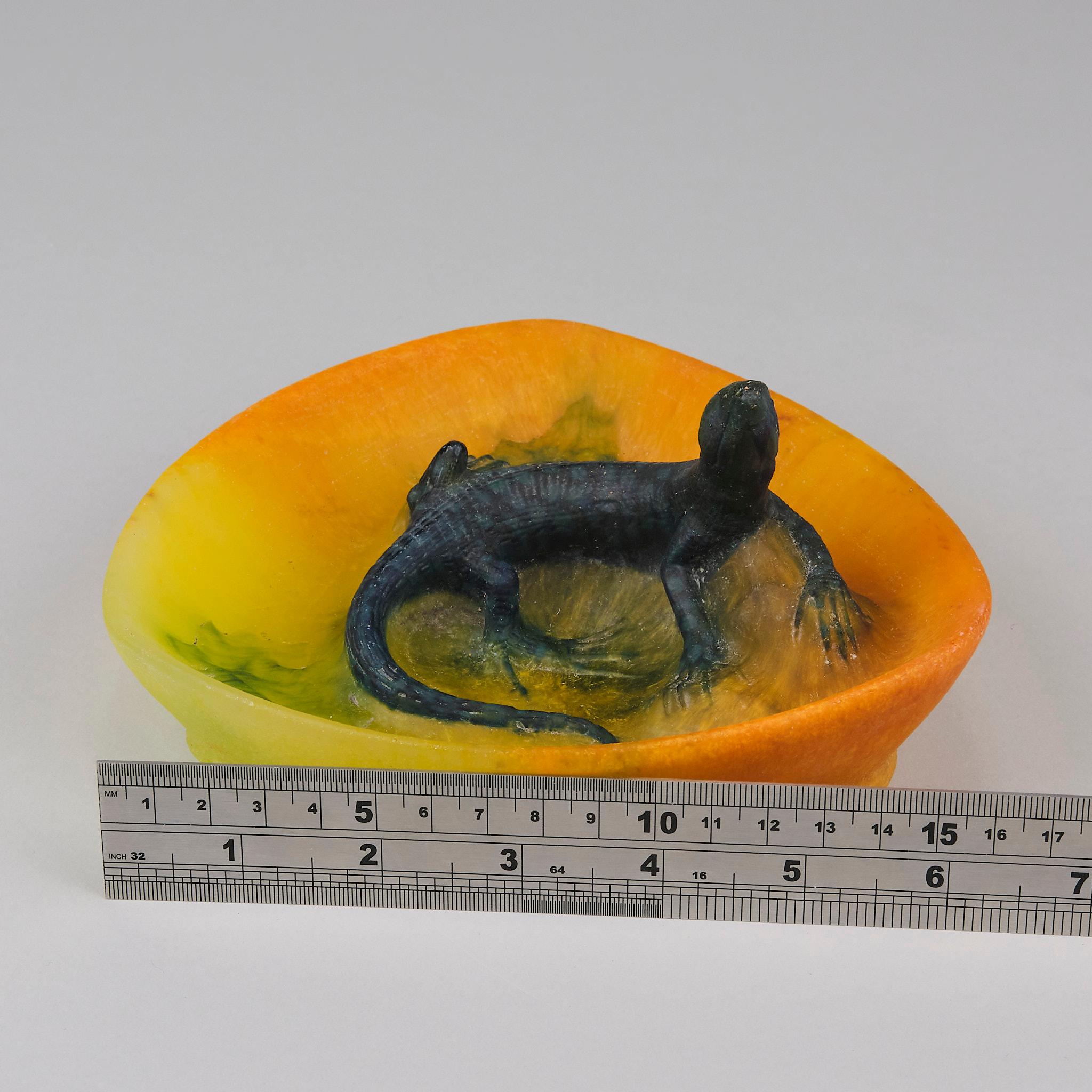Early 20th Century Pate de Verre glass sculpture "Lizard Tray" by ...