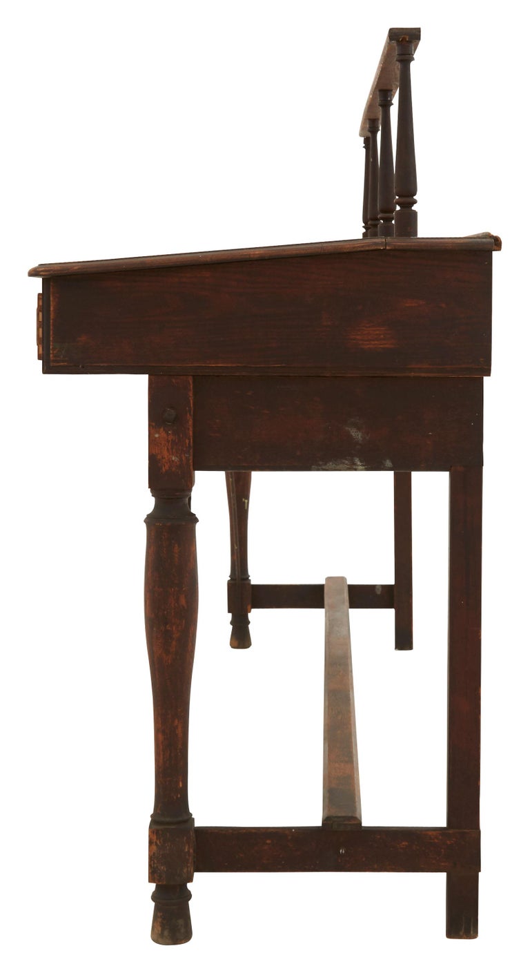 Early 20th Century Patinaed Wood Bank Desk at 1stDibs