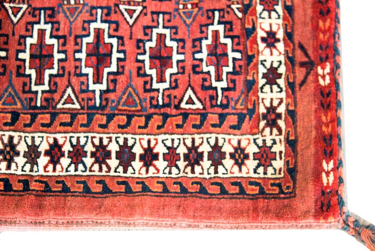 Early 20th Century Persian Yamut Bag Face Rug For Sale at 1stDibs