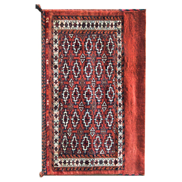 Early 20th Century Persian Yamut Bag Face Rug For Sale at 1stDibs