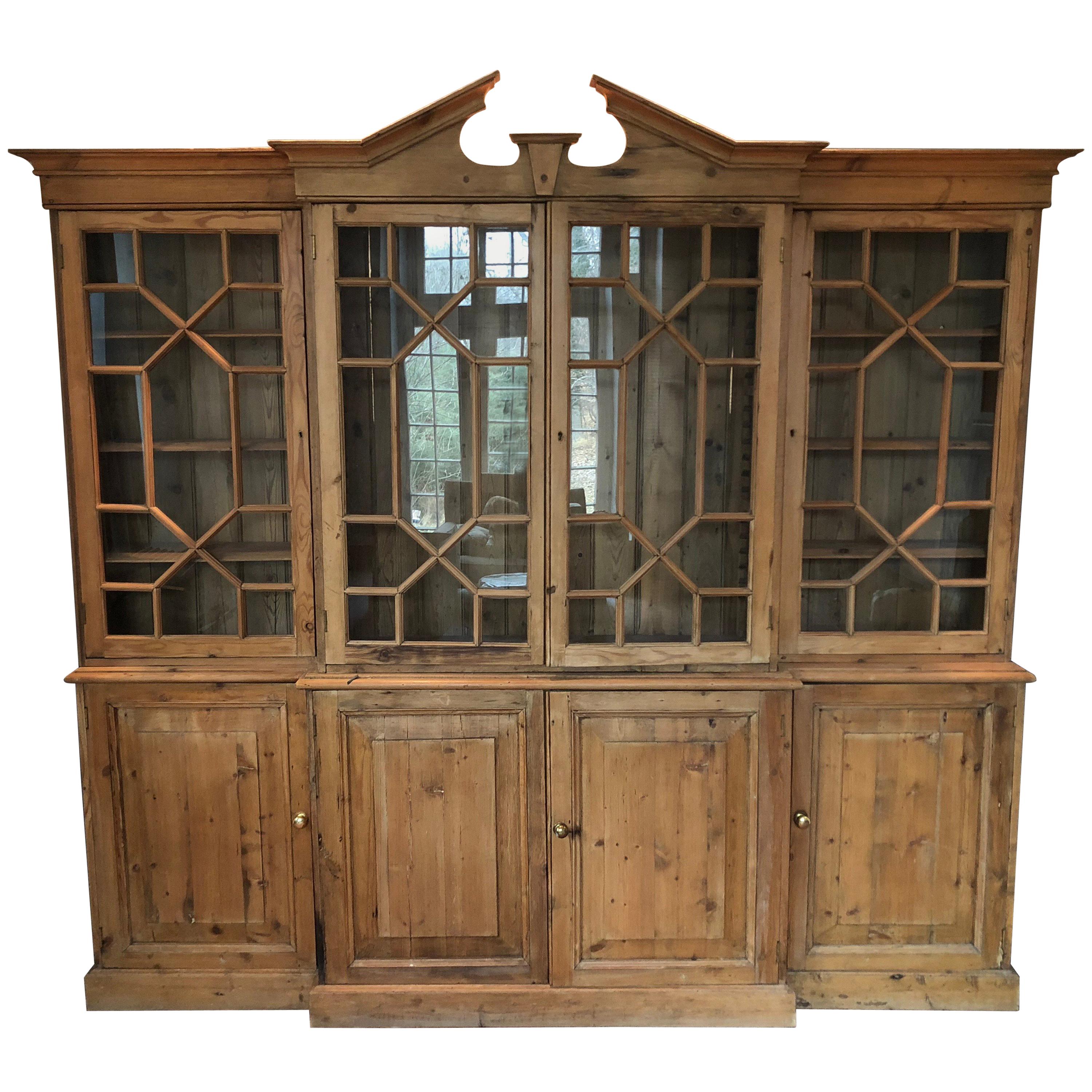 Early 20th Century Pine Breakfront For Sale at 1stDibs