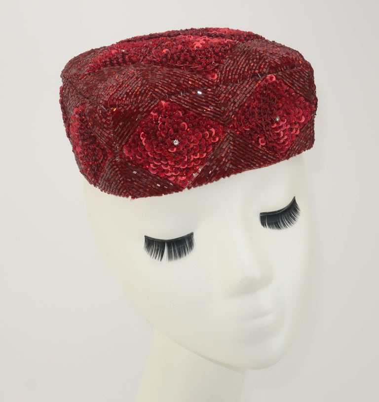 Early 20th Century Red Bead and Sequin Central Asian Hat For Sale at ...