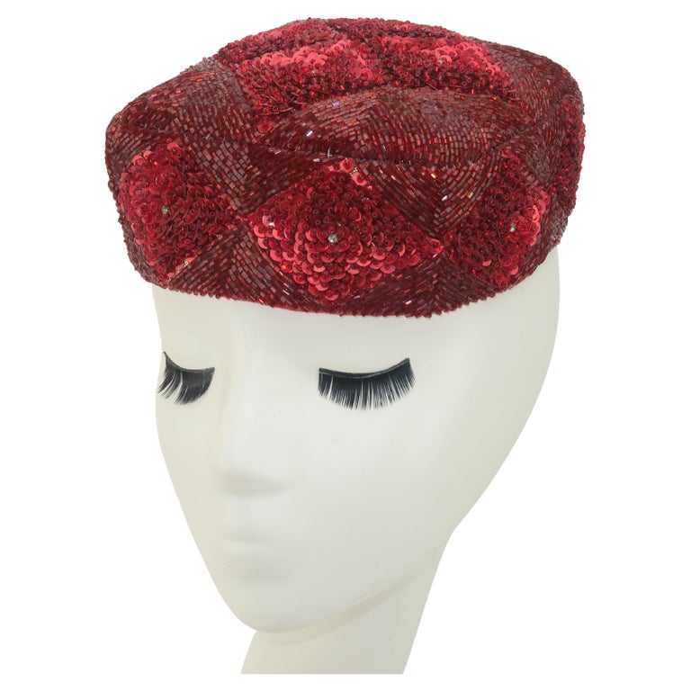 Early 20th Century Red Bead and Sequin Central Asian Hat For Sale at ...