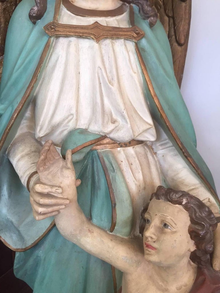 Early 20th Century Religious White Terracotta Gabriel Angel Statue at ...