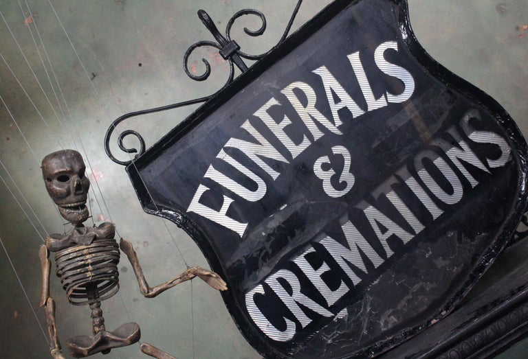 Early 20th Century Reverse Painted Funeral and Cremations Double Sided ...