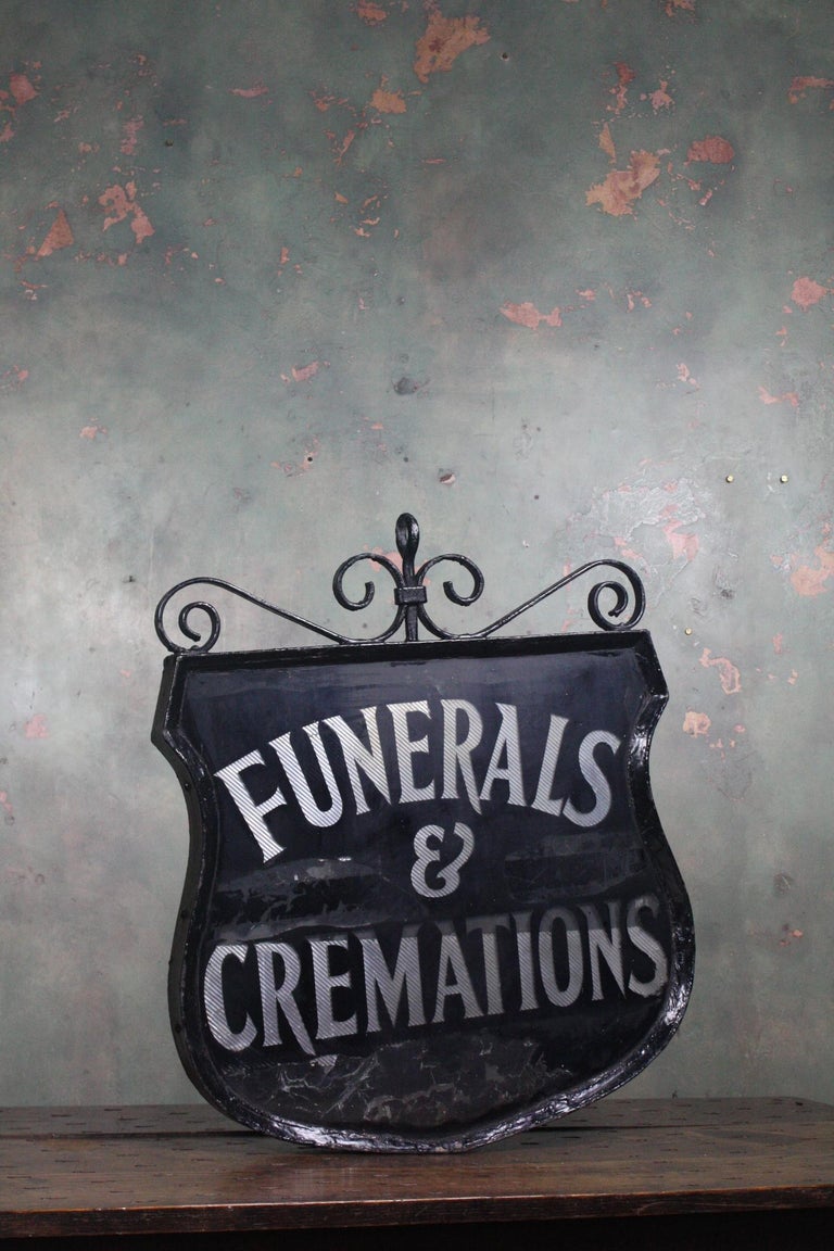 Early 20th Century Reverse Painted Funeral and Cremations Double Sided ...