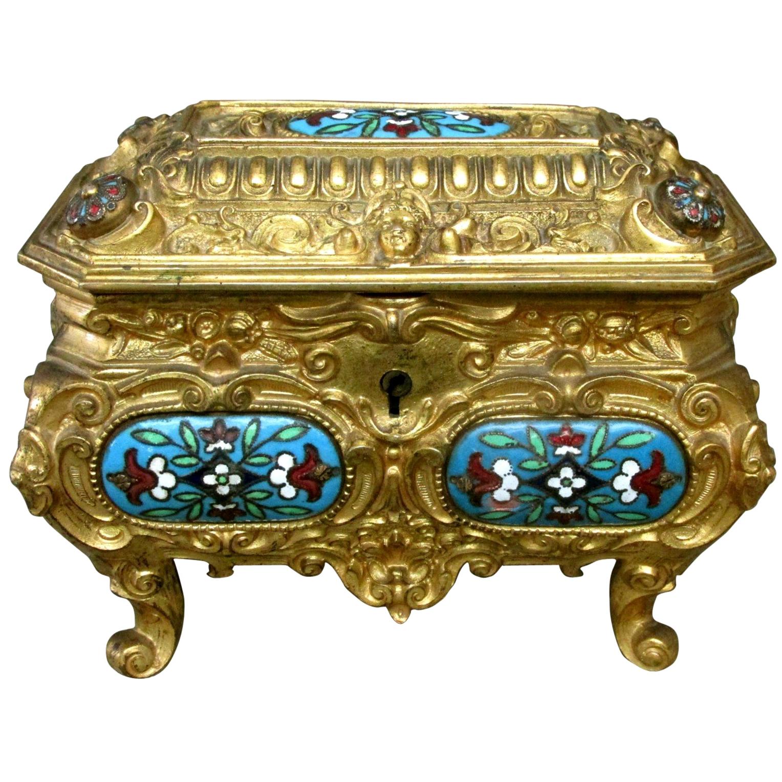 Early 20th Century Rococo Revival Gilt Bronze and Enamel Jewellery ...