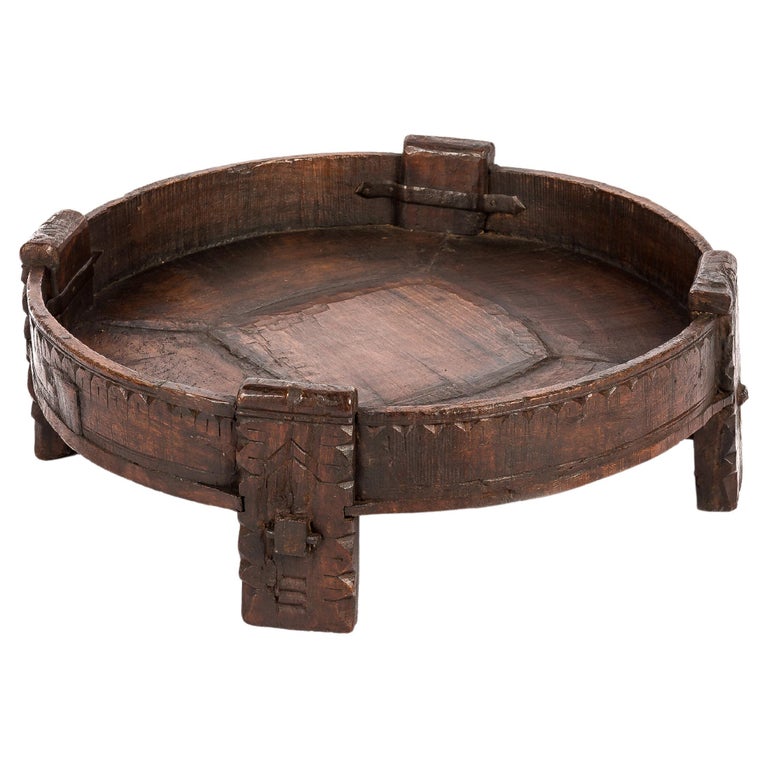 Early 20th Century Round Indian Traditional Carved Grinder or Chakki ...