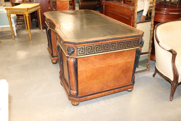 Early 20th Century Russian Brass Greek Key Inlaid Executive Desk with ...