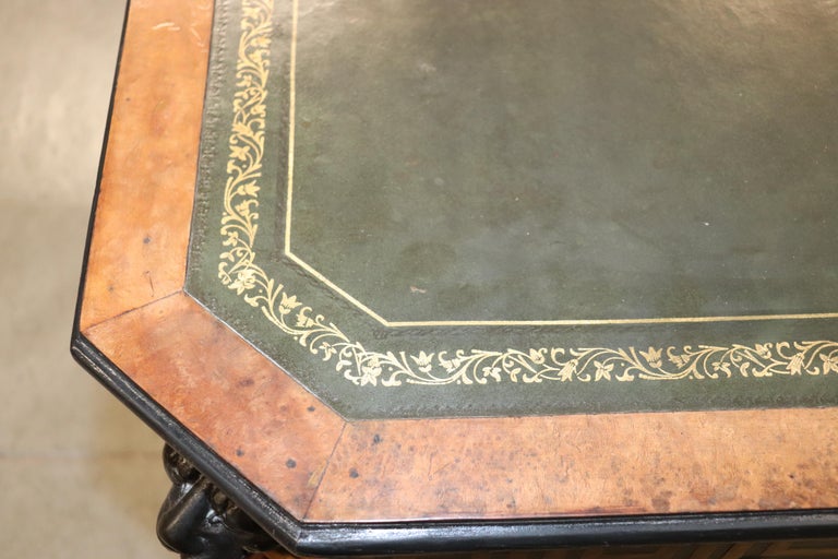 Early 20th Century Russian Brass Greek Key Inlaid Executive Desk with ...