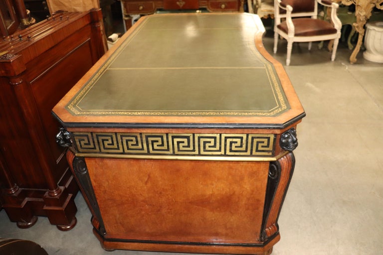 Early 20th Century Russian Brass Greek Key Inlaid Executive Desk with ...