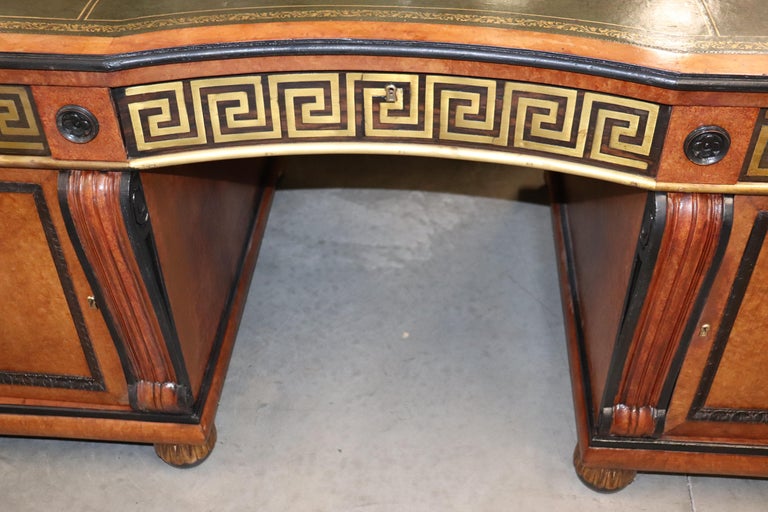 Early 20th Century Russian Brass Greek Key Inlaid Executive Desk with ...
