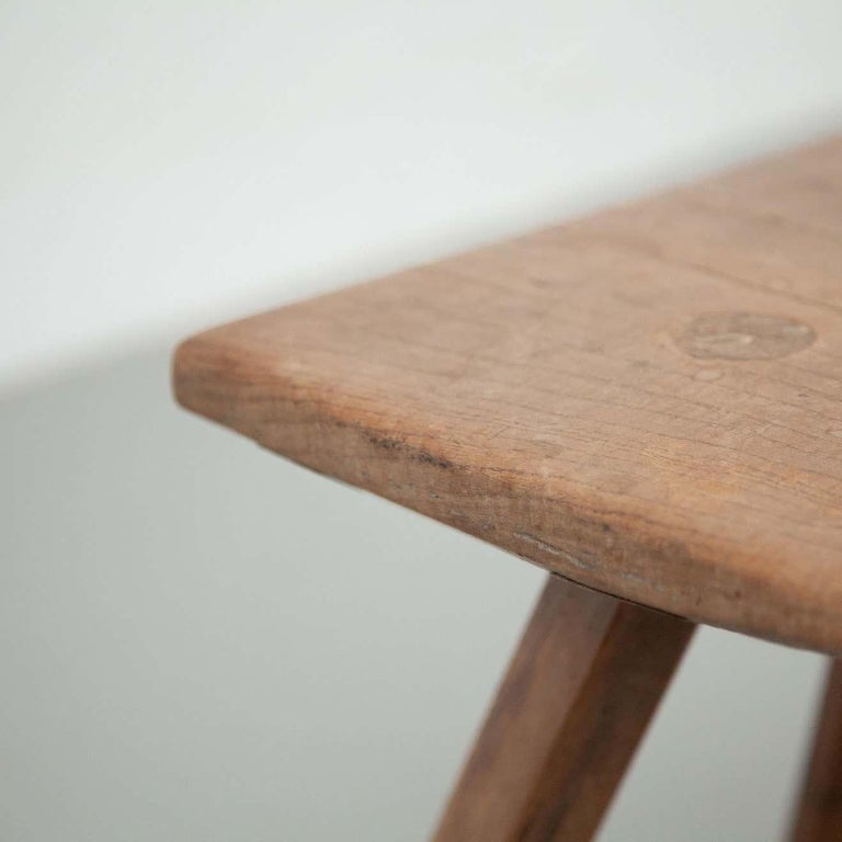 Early 20th Century Rustic French Stool in Wood For Sale at 1stDibs