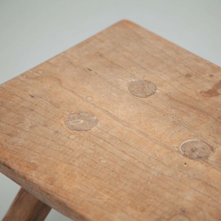 Early 20th Century Rustic French Stool in Wood For Sale at 1stDibs
