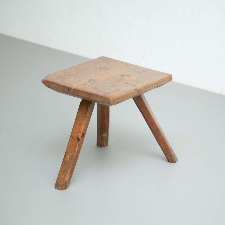 Early 20th Century Rustic French Stool in Wood For Sale at 1stDibs