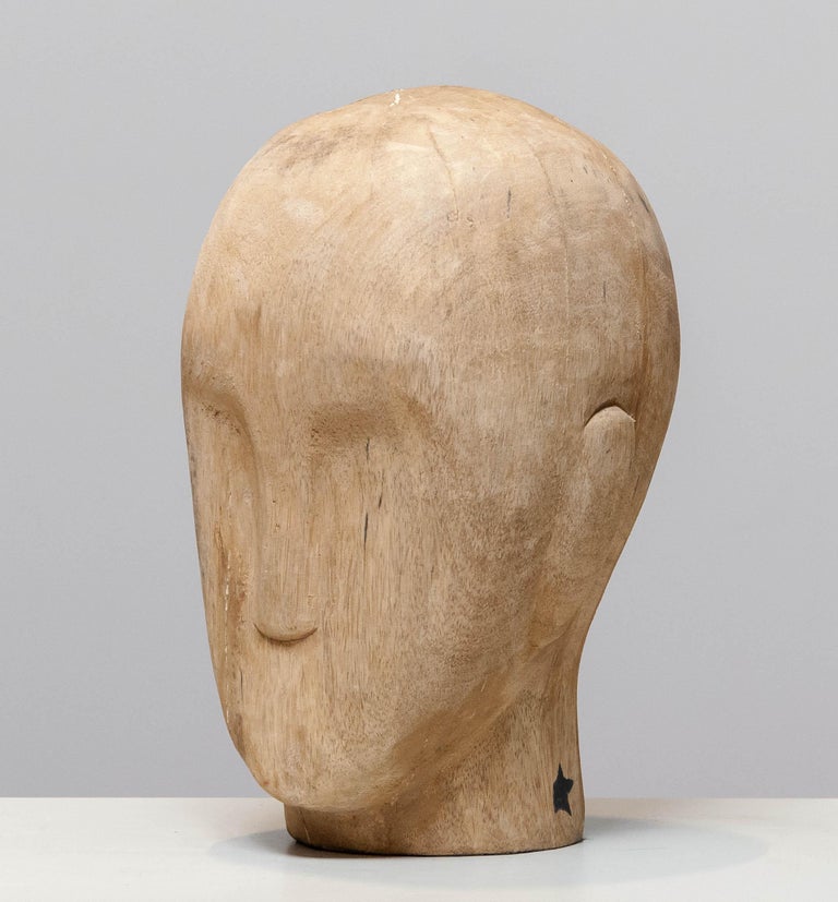Early 20th Century Scandinavian Faded Wooden Milliners Head, 1900's For ...