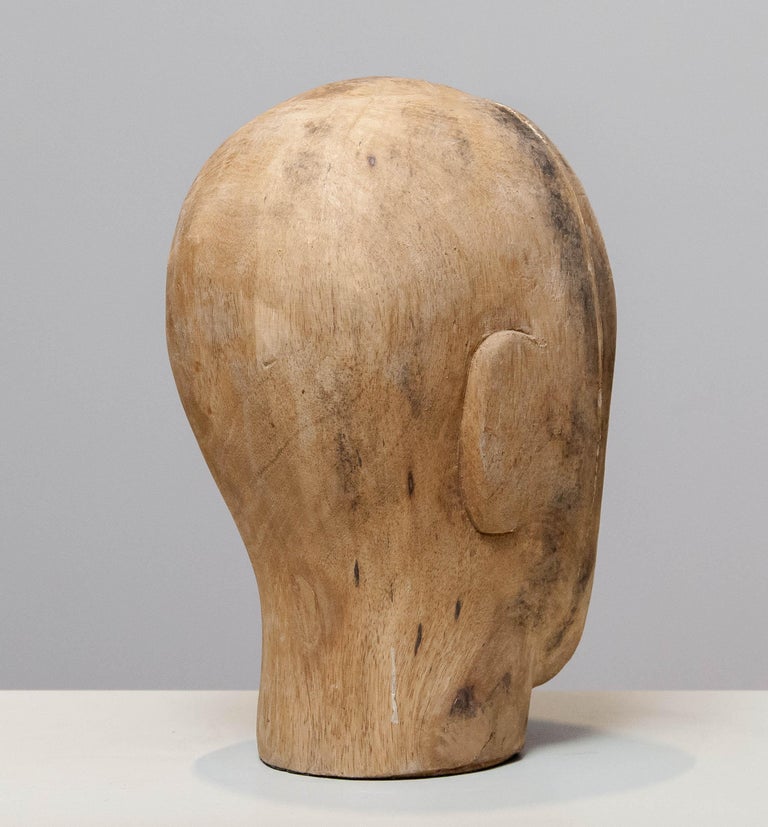 Early 20th Century Scandinavian Faded Wooden Milliners Head, 1900's For ...