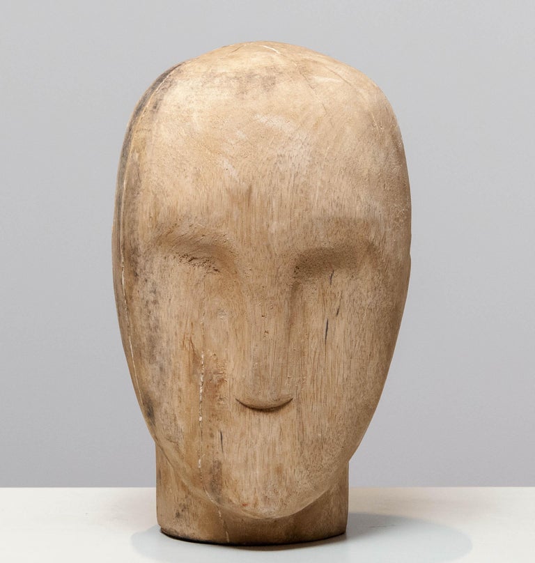 Early 20th Century Scandinavian Faded Wooden Milliners Head, 1900's For ...
