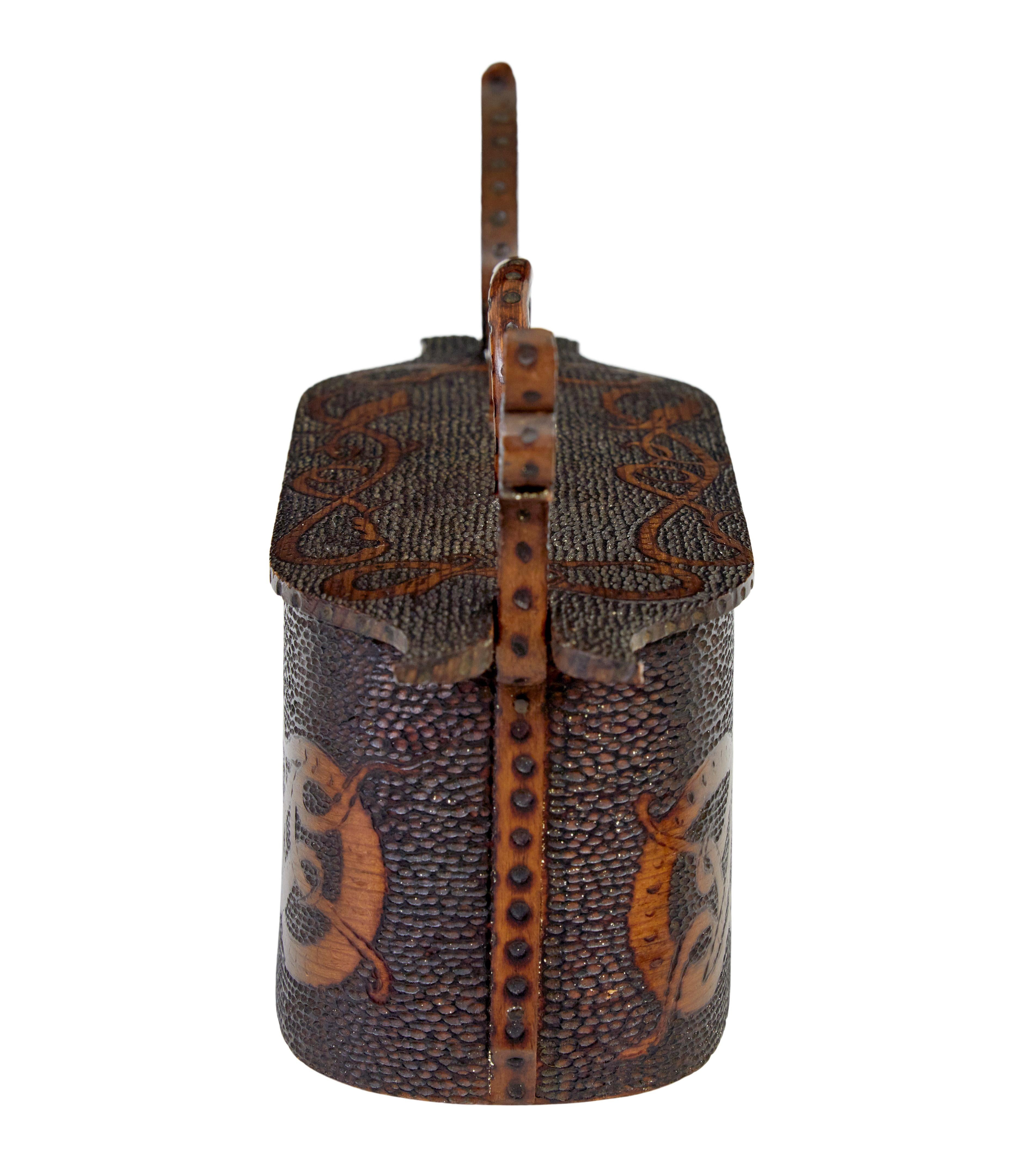 Early 20th century Scandinavian pokerwork tine box at 1stDibs