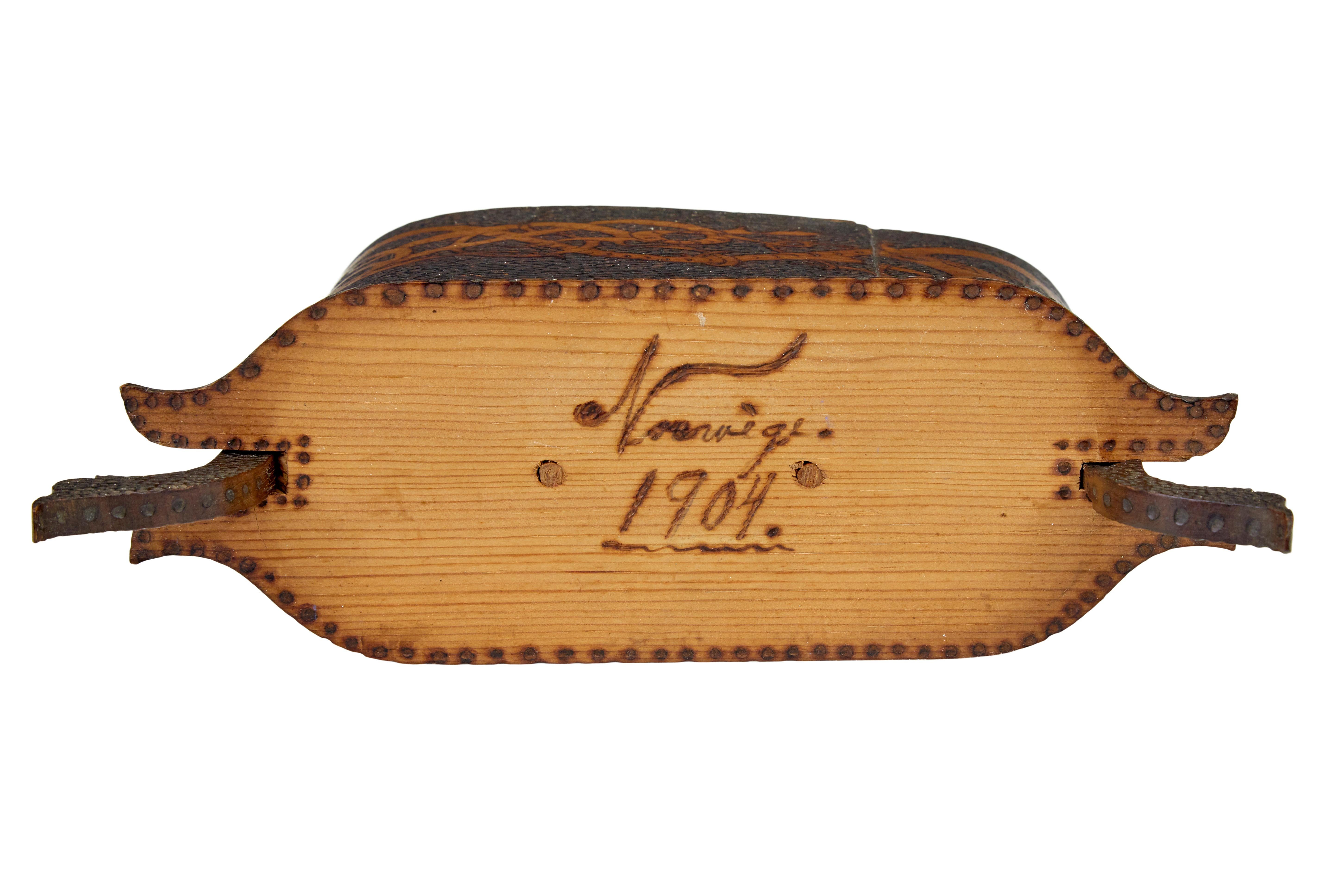 Early 20th century Scandinavian pokerwork tine box at 1stDibs
