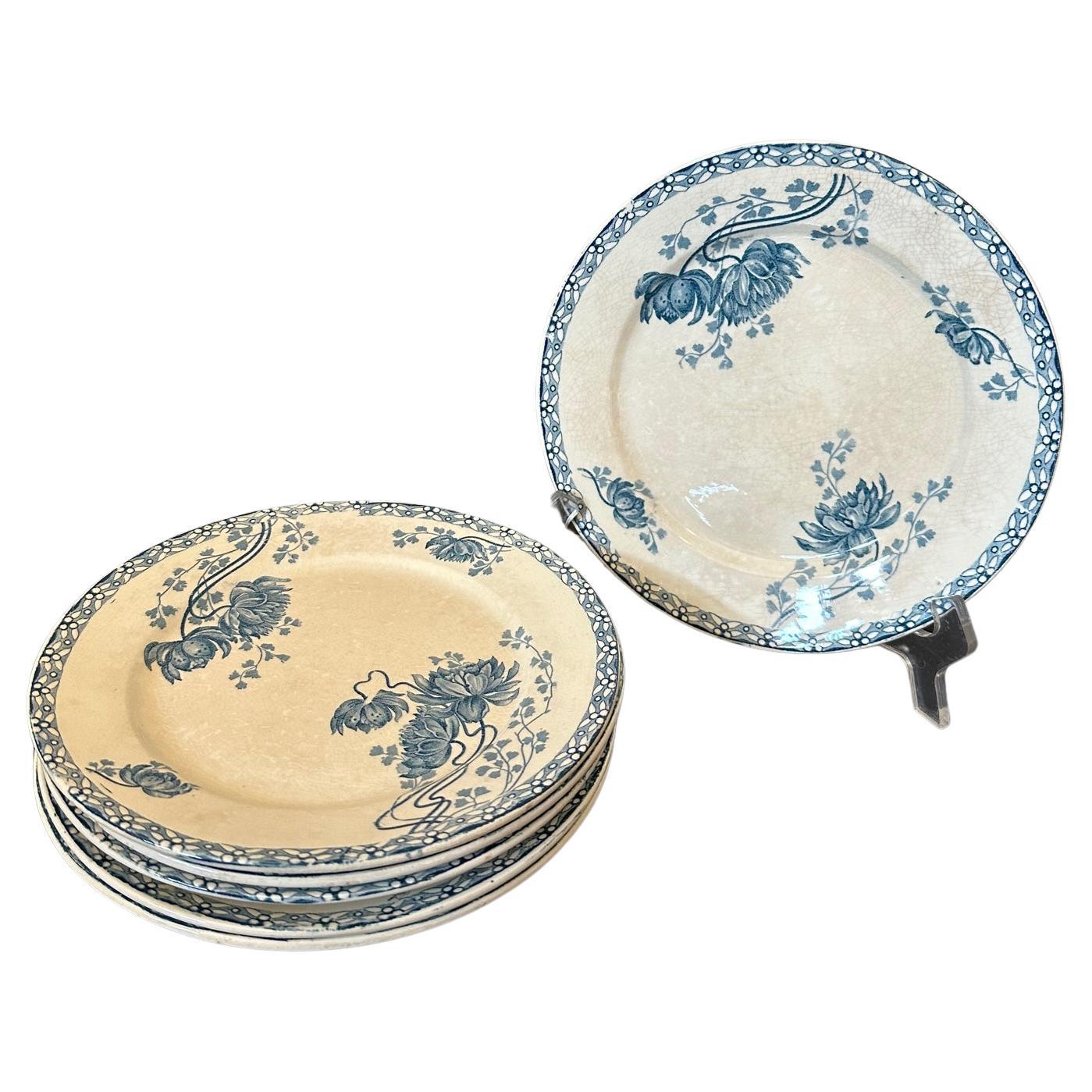 Early 20th century set of 6 French Sarreguemines Earthenware Dessert ...
