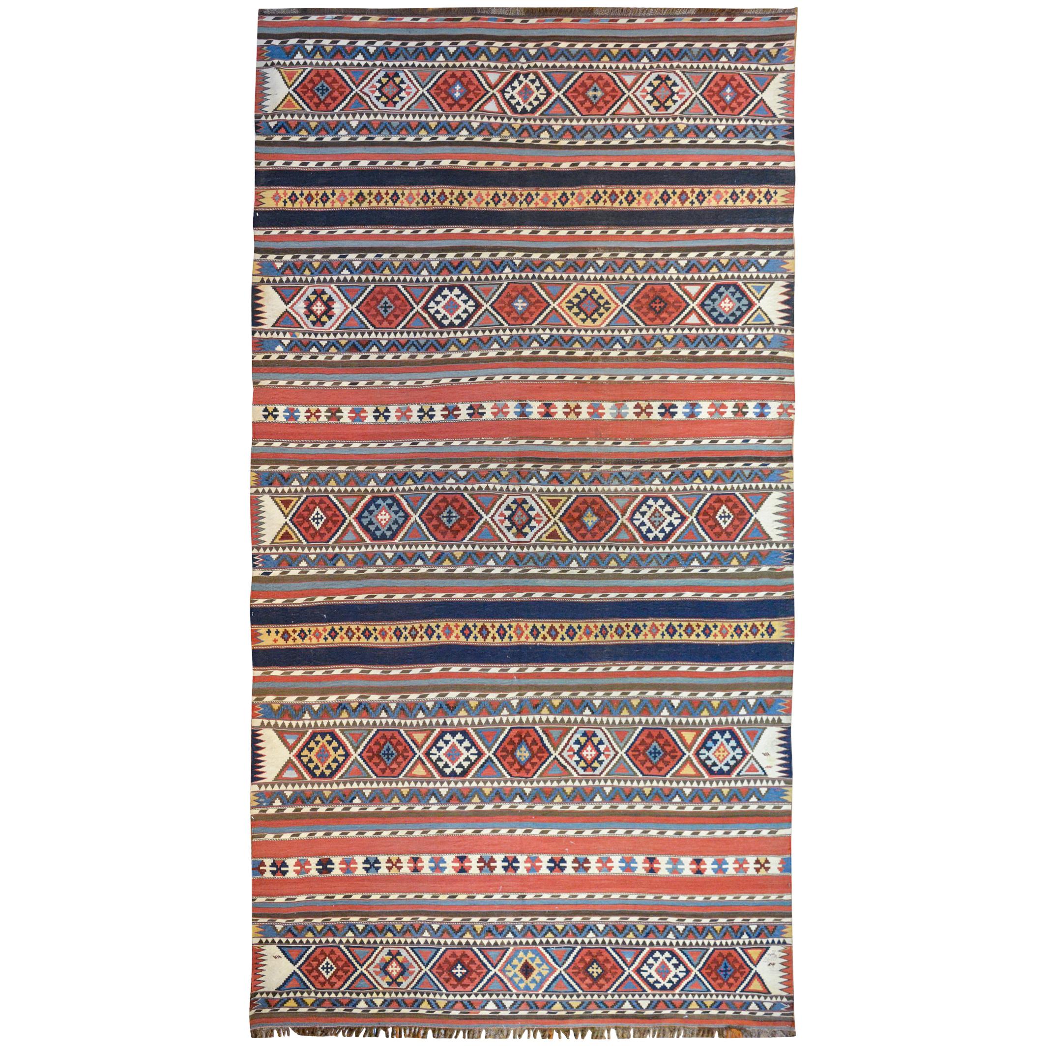 Wonderful Midcentury Shahsevan Kilim Rug For Sale at 1stDibs