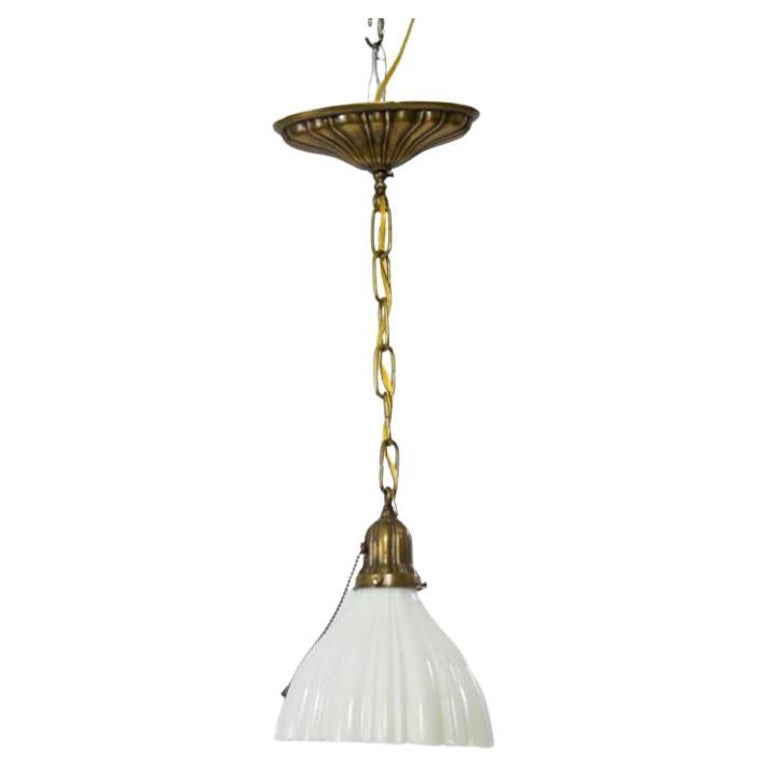 Early 20th Century Sheffield Glass and Brass Pendant For Sale at 1stDibs