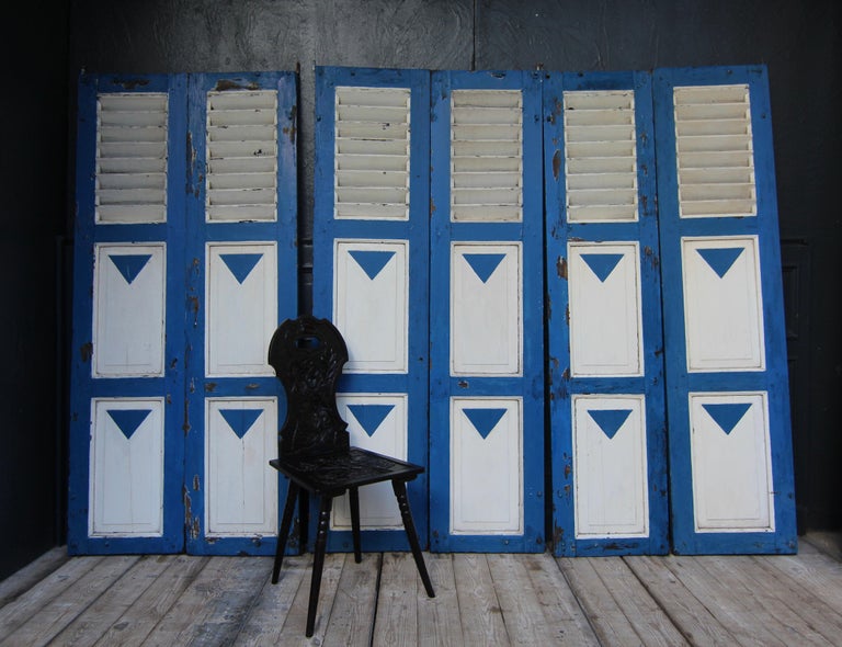 Early 20th Century Shutters in original Paint, Set of 3 at 1stDibs