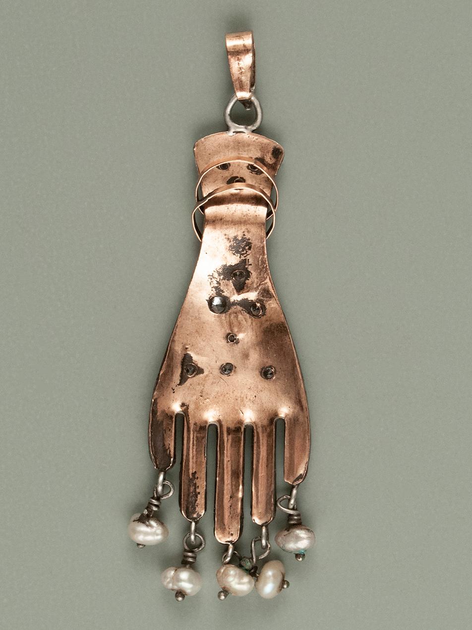 Early 20th Century Silver, Gold and Pearl Khamsa Pendant Amulet, Tunis ...