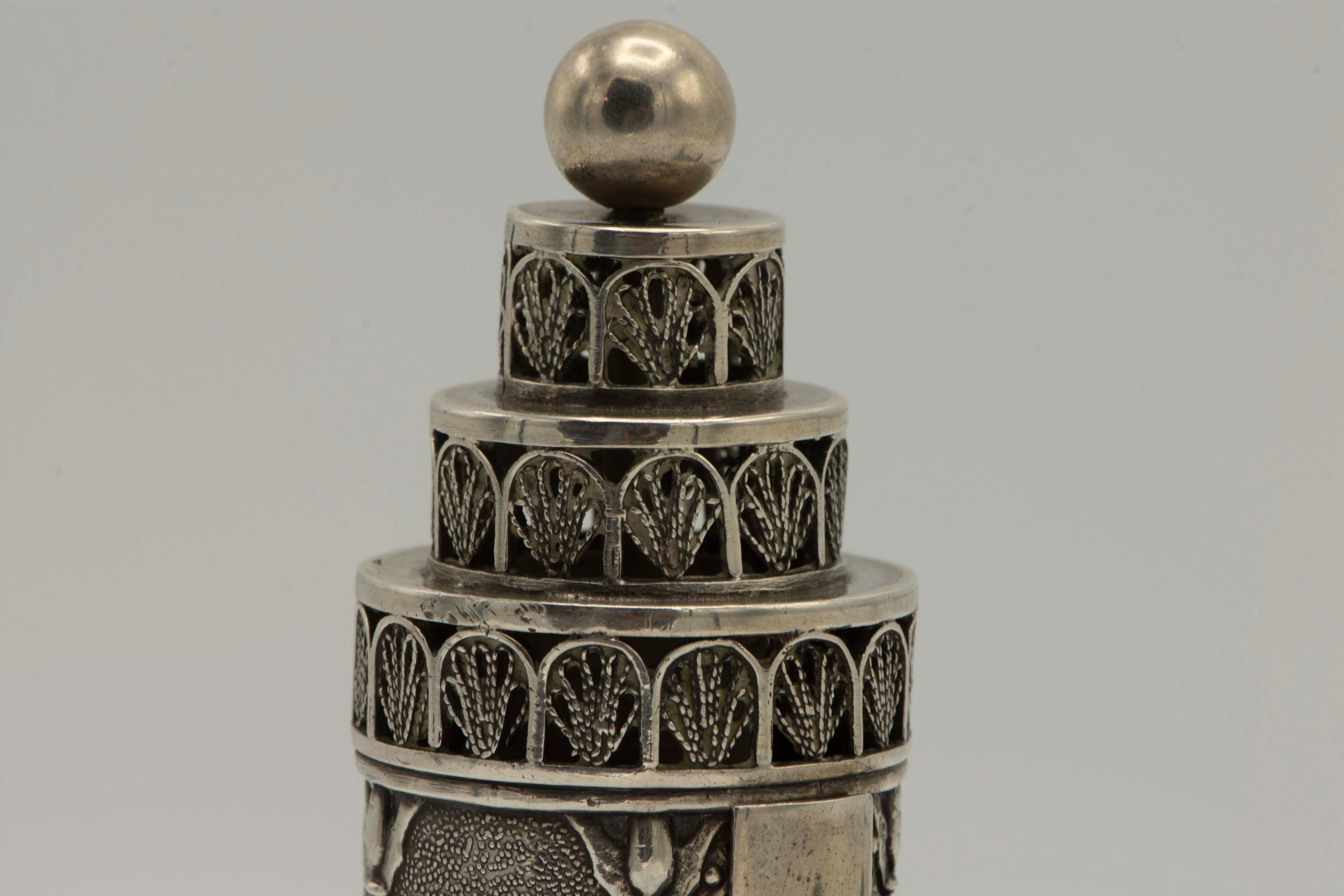 Early 20th Century Silver Megillah Case and Scroll by Bezalel School ...