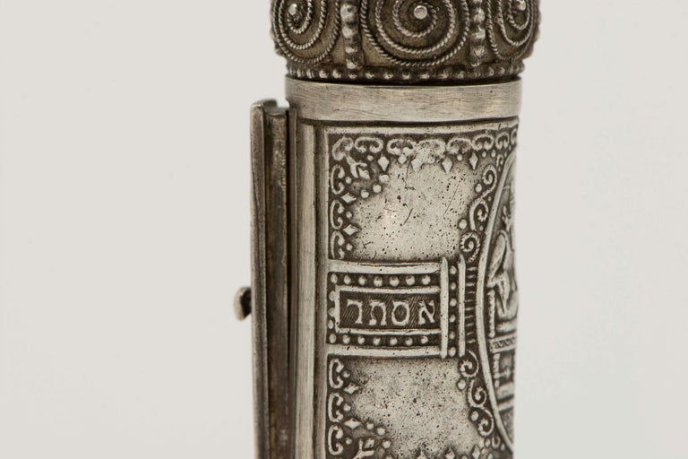 Early 20th Century Silver Megillah Case and Scroll by Bezalel School ...
