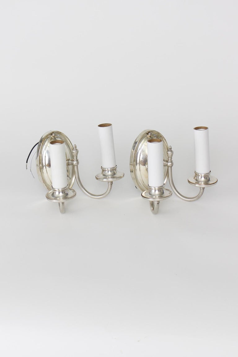 Early 20th Century Silver Plate Sconces, a Pair For Sale at 1stDibs