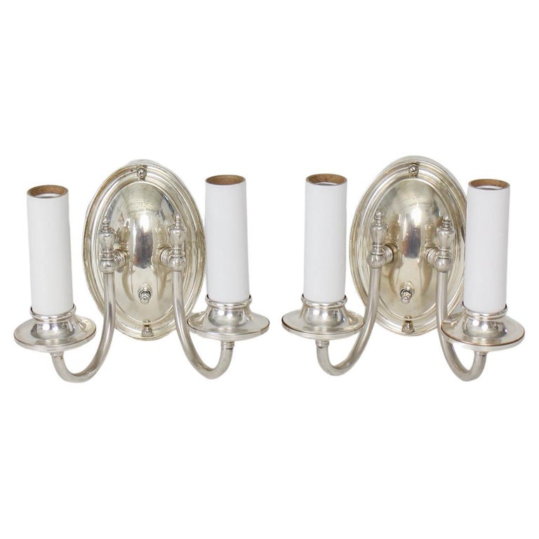 Early 20th Century Silver Plate Sconces, a Pair For Sale at 1stDibs