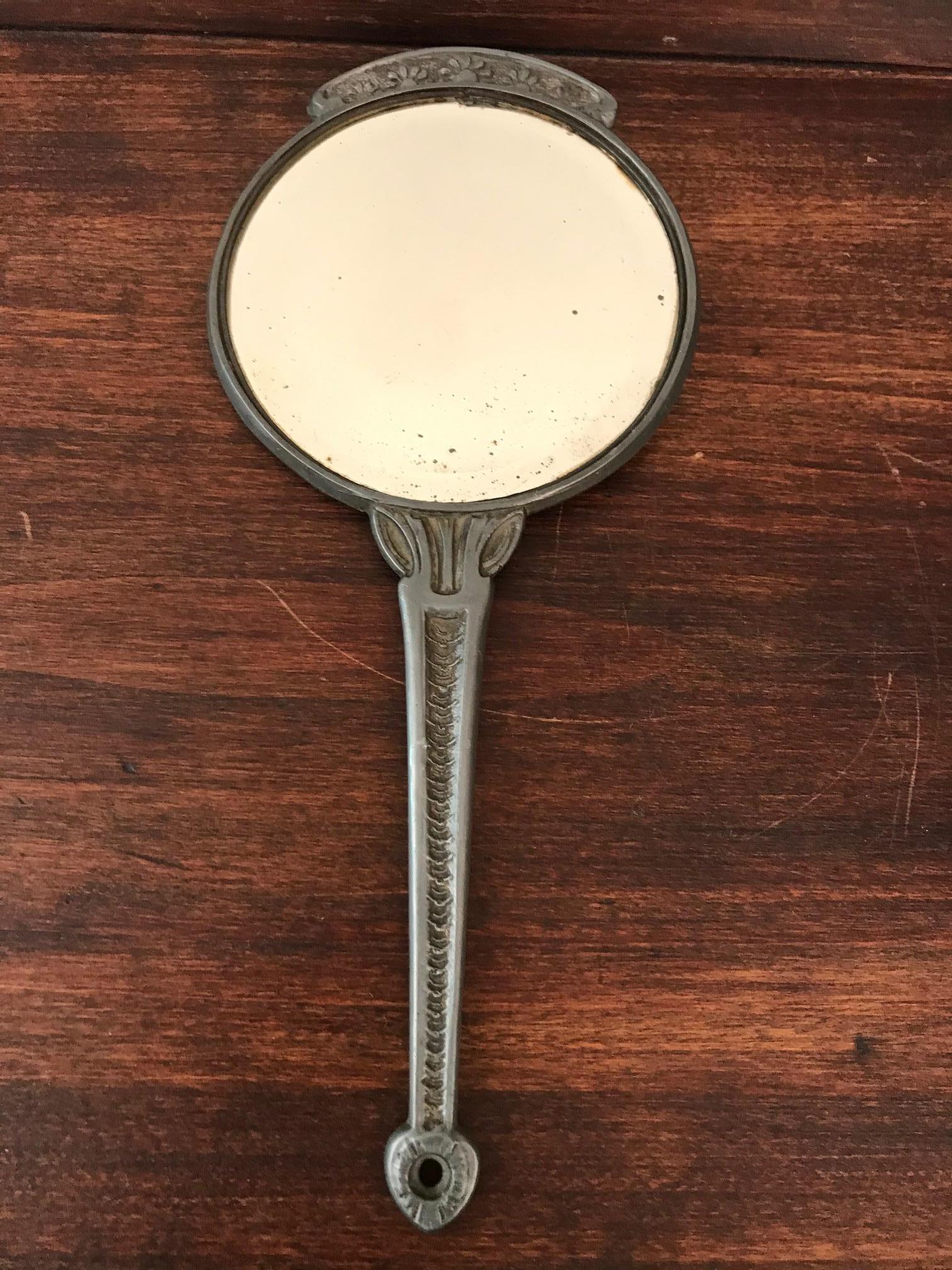 Early 20th Century Silver Plated French Art Nouveau Hand Mirror, 1900s ...