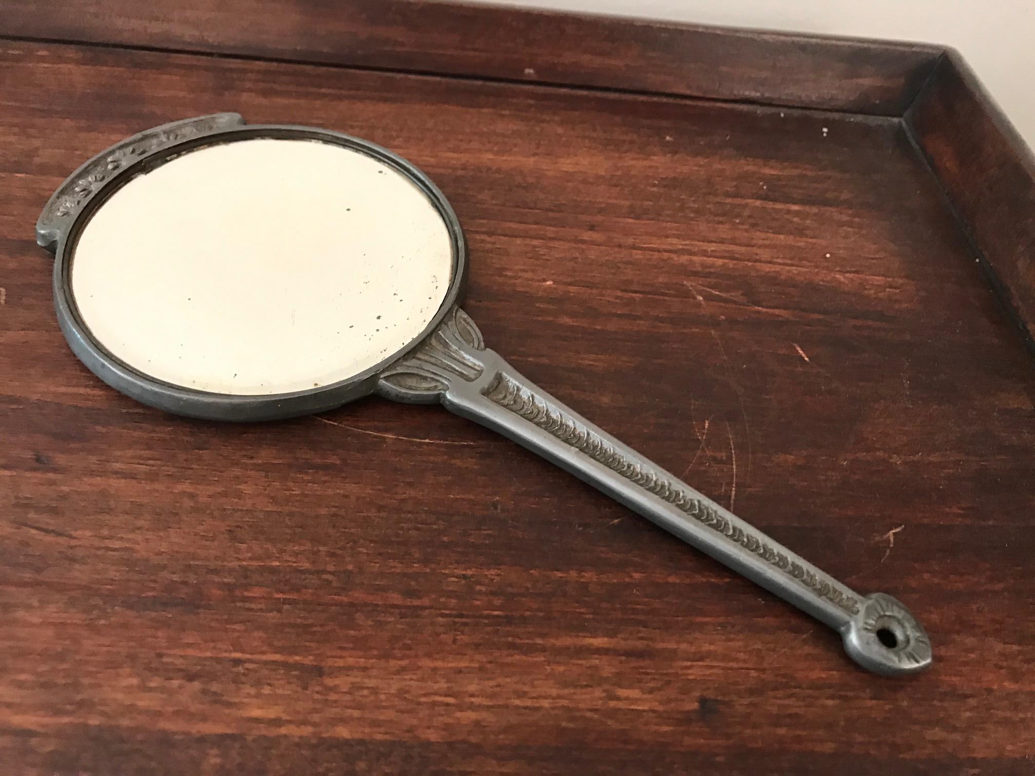 Early 20th Century Silver Plated French Art Nouveau Hand Mirror, 1900s ...