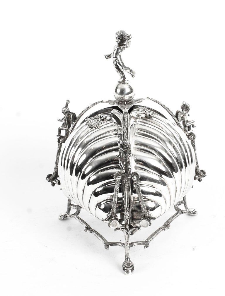 Early 20th Century Silver Plated Triple Shell Shaped Sweets Biscuit Box ...