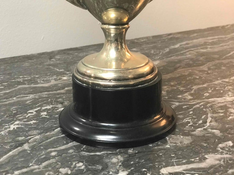 Early 20th Century Silver-Plated Trophy with Handles on Ebonized Base ...