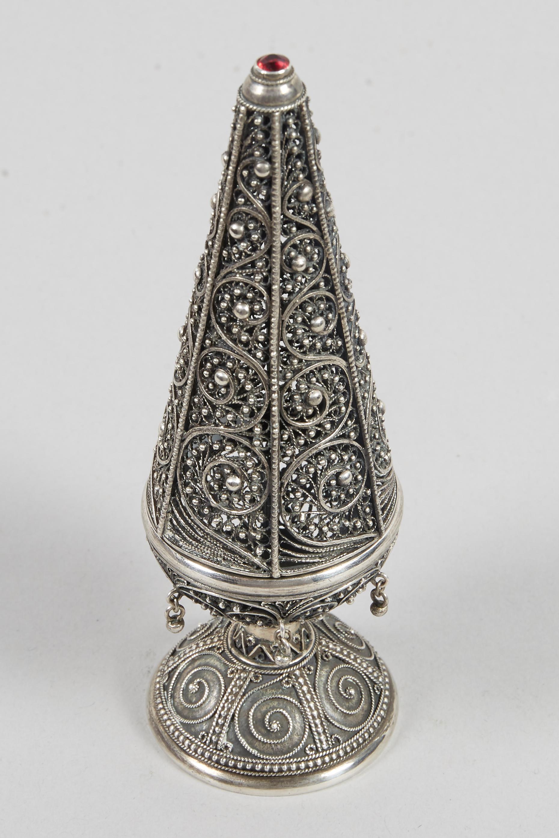 Early 20th Century Silver Spice Tower by Yehia Yemini, Bezalel School ...