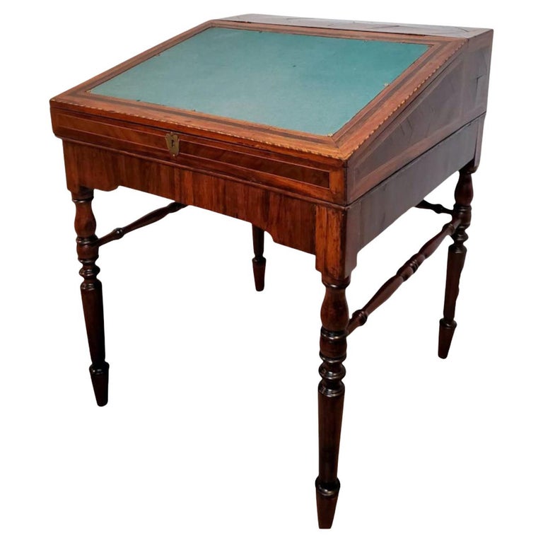 Early 20th Century Slant-Front Mahogany Writing Table For Sale at 1stDibs