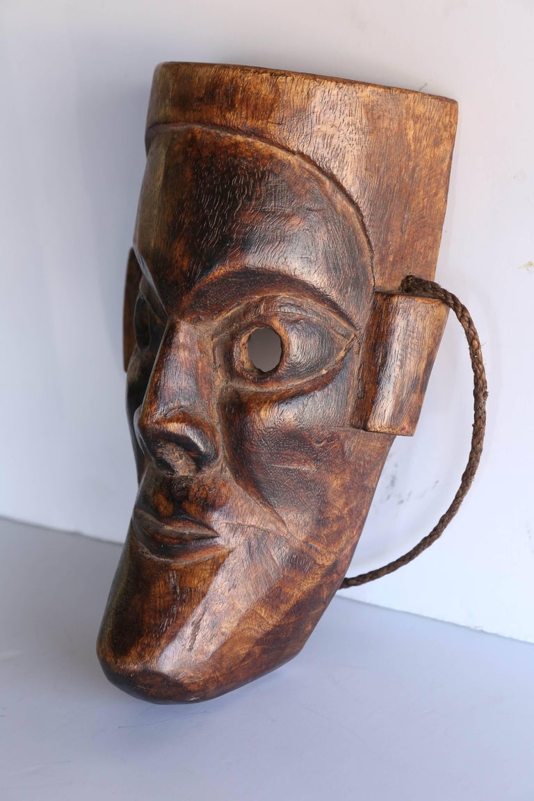 Early 20th Century Solid Wood Hand-Carved Mask from Nepal at 1stdibs