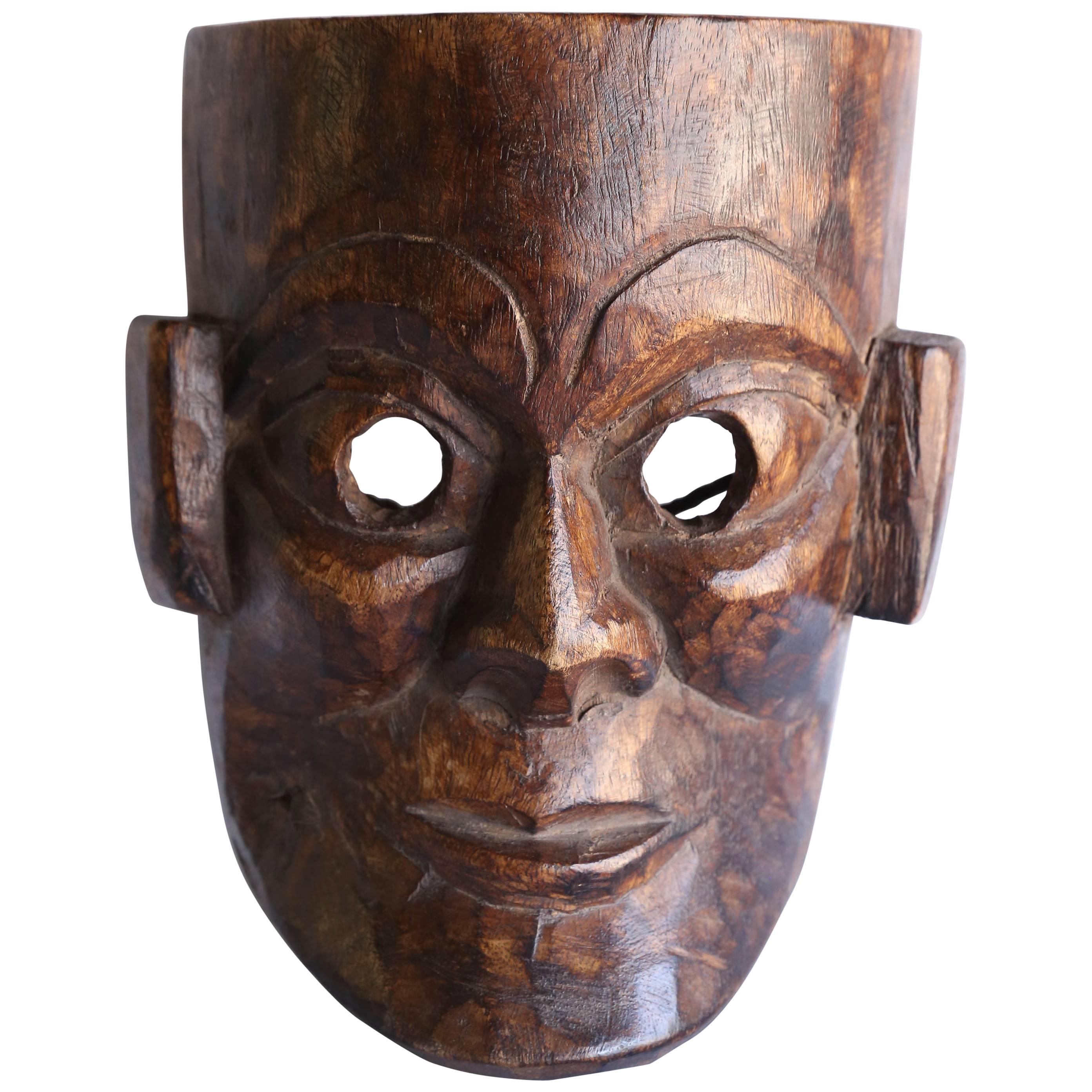 Early 20th Century Solid Wood Hand-Carved Mask from Nepal at 1stDibs ...