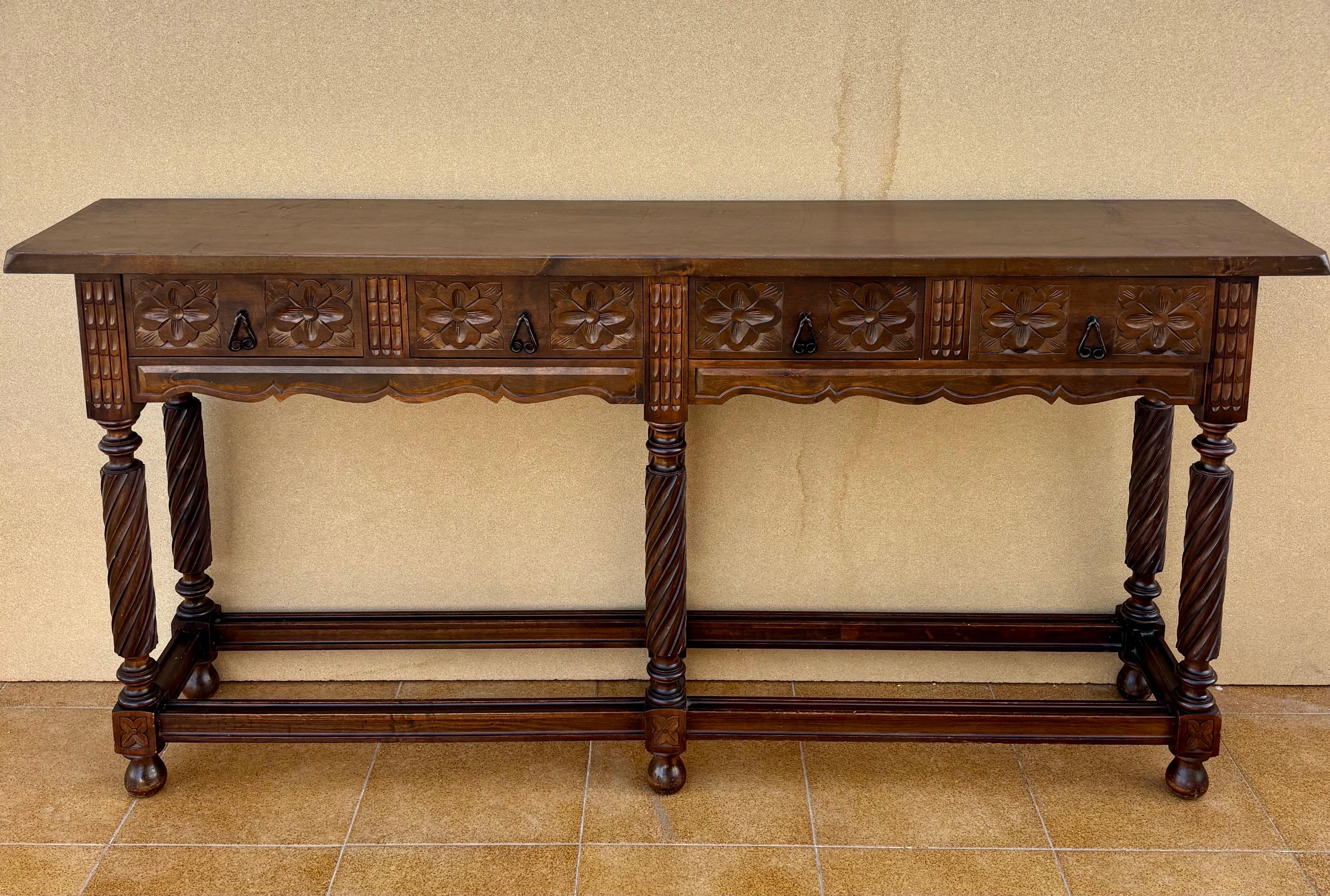 Early 20th Century Spanish Baroque Style Hardwood Console Table, 1920s ...