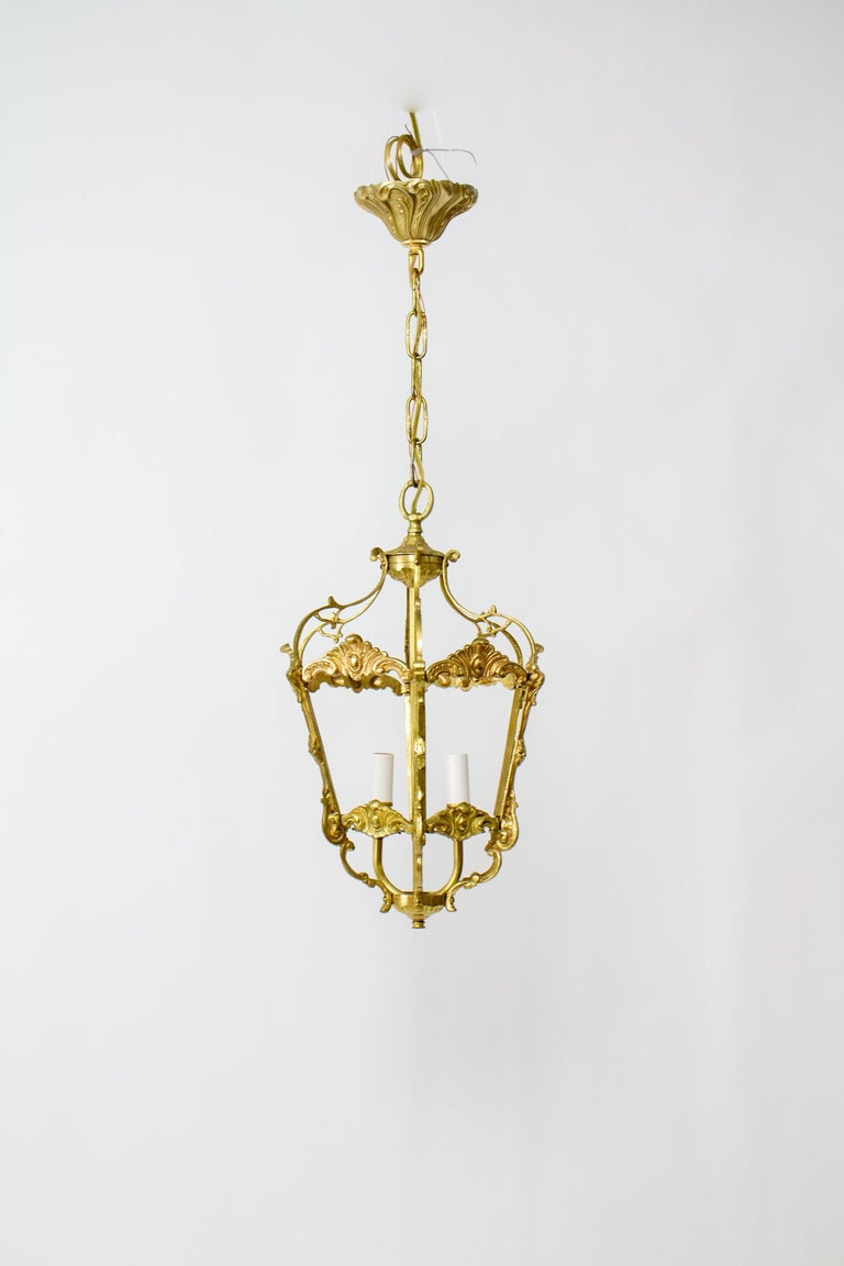 Early 20th Century Spanish Cast Brass Lantern For Sale at 1stDibs