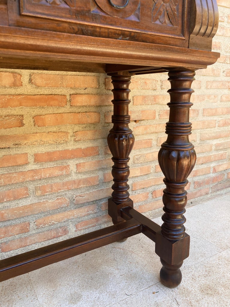 Early 20th Century Spanish Console Table with Two Carved Drawers and ...