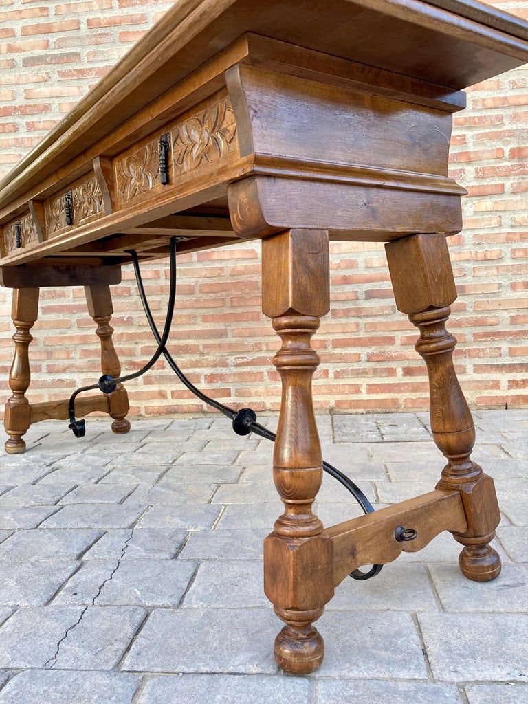 Early 20th Century Spanish Fold Out Console Table with Iron Stretcher ...