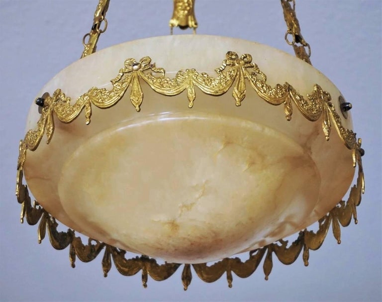 Early 20th Century Spanish Hand Carved Alabaster Pendant, Chandelier at ...