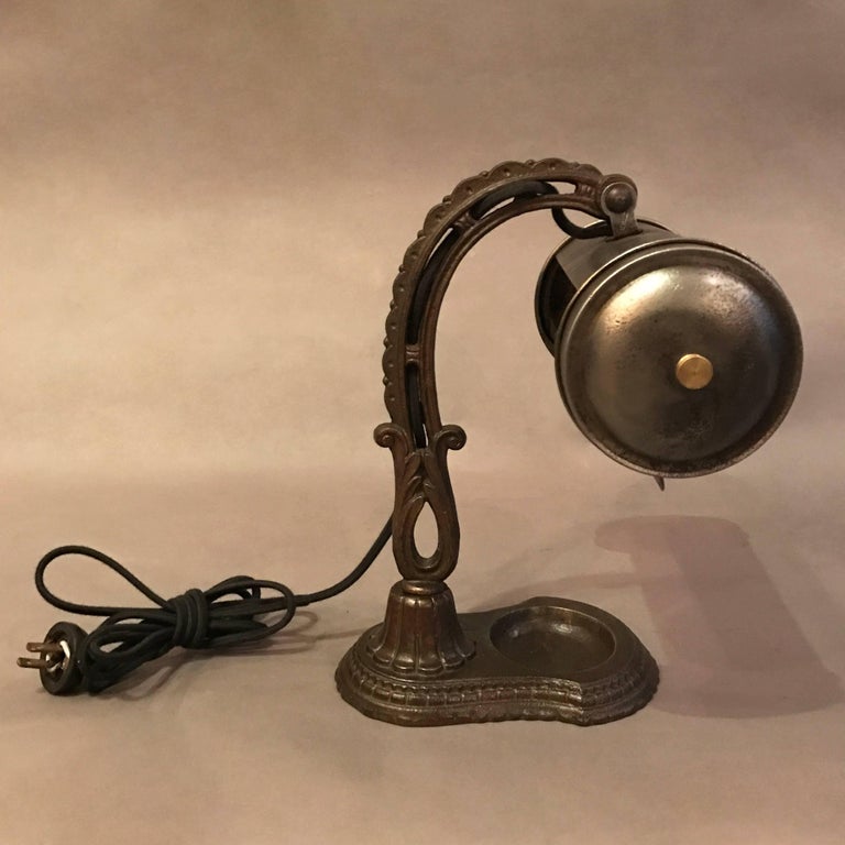 Early 20th Century Steel and Cast Iron Library Desk Lamp at 1stDibs