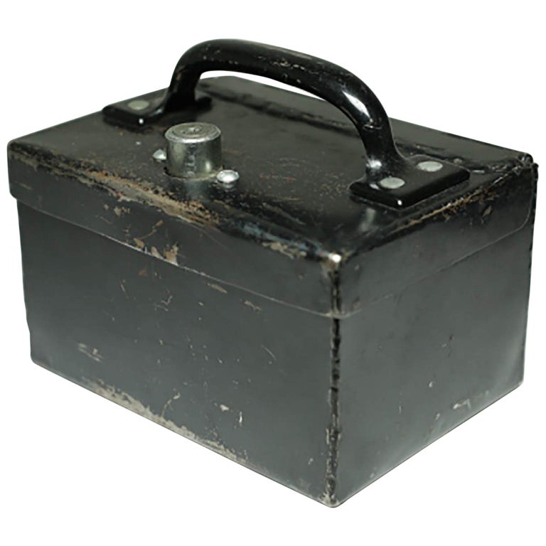 Early 20th Century Steel Lockbox, circa 1940-1950s For Sale at 1stDibs