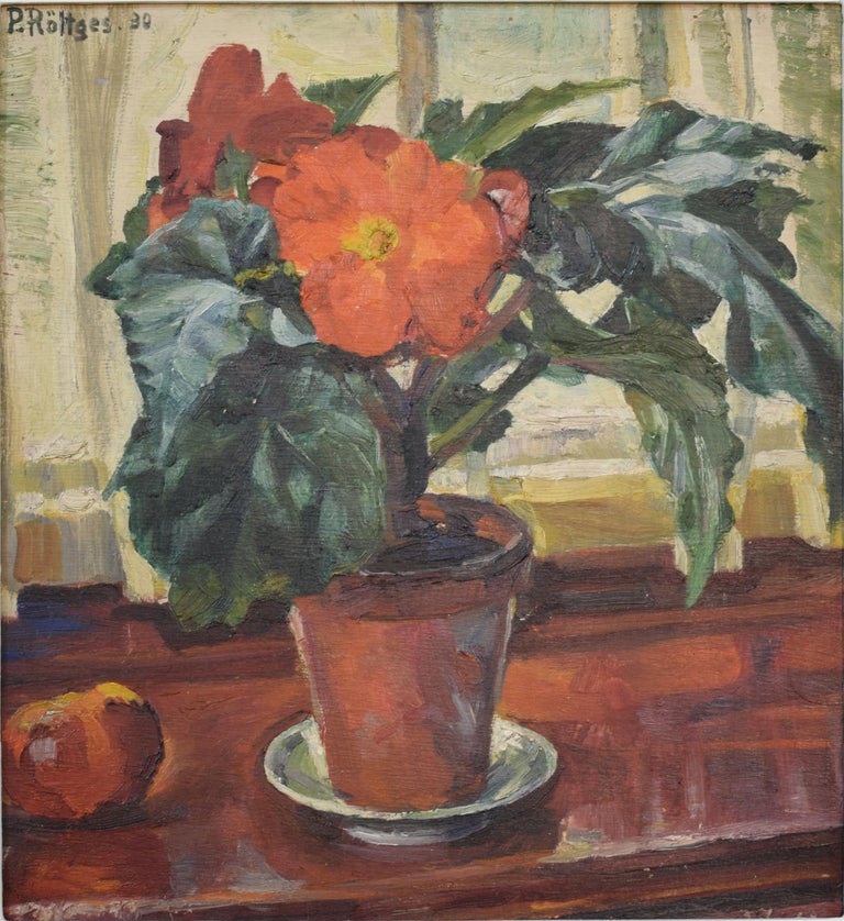 Early 20th Century German Art Deco Still Life Oil Painting, Flowers Pot ...