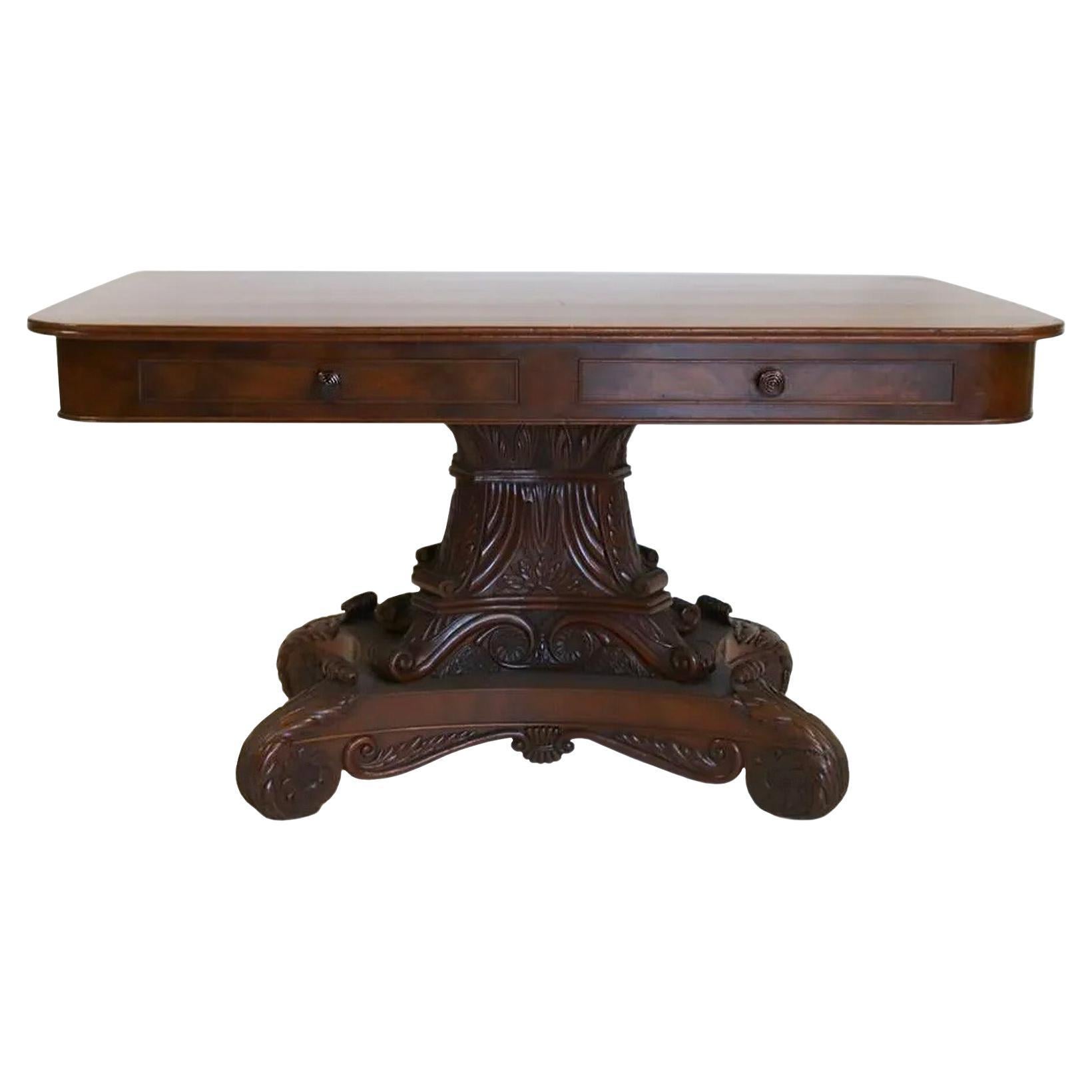 Antique Edwardian Mahogany and Marquetry Writing Table Desk, Early 20th ...